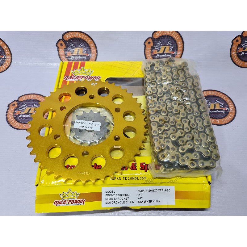RACE POWER ALLOY GOLD SPROCKET CHAIN SET FOR SNIPER 150 | Shopee ...