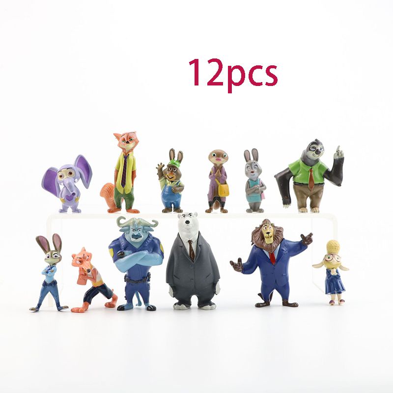 12pcs Zootopia Zootropolis Model Figures Judy Hopps Nick Wilde Mr Big ...