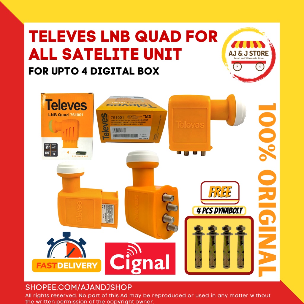 LNB UNIVERSAL WATERPROOF FULL HD QUAD FOR ALL SATELITE RECEIVER + FREE ...