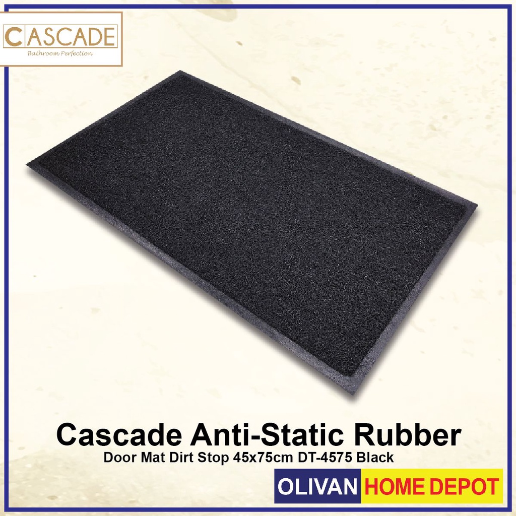 CASCADE Anti-Static Rubber Door Mat Dirt Stop Black 45x75CM DT-4575 ...