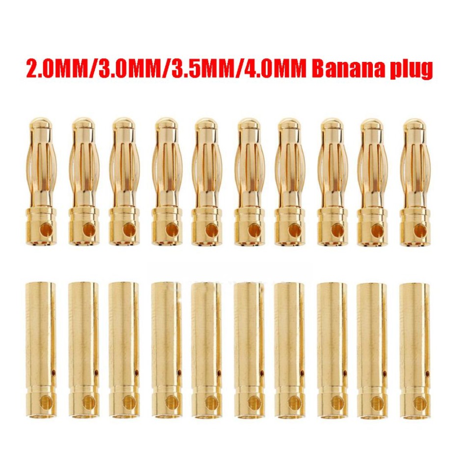 5 Pair 2.0mm 3.5mm 4.0mm Rc Battery Gold-Plated Bullet Connector Banana Plug | Shopee Philippines