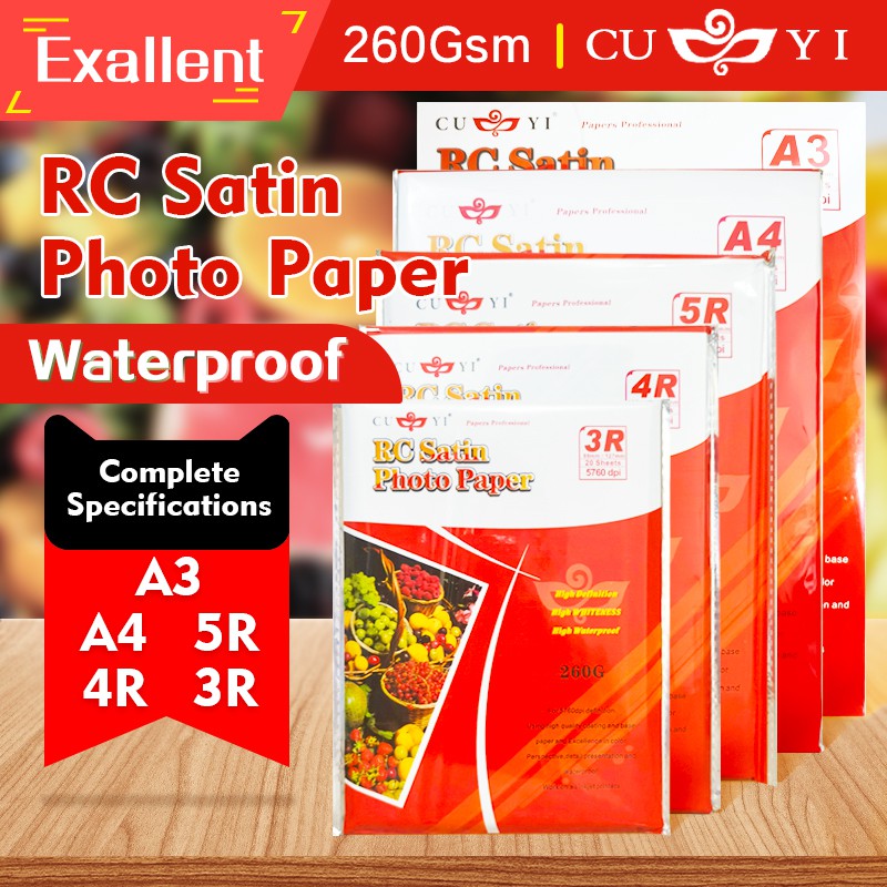 Cuyi Rc Rough Satin Photo Paper A4 / 5R / 4R / 3R 260Gsm 20Sheets ...
