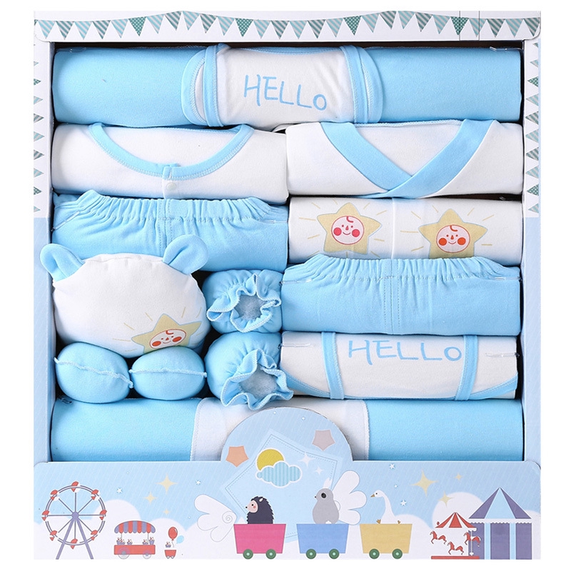 Kiddiezoom 18 Pcs. Newborn Clothes Star Pattern Cotton Full Moon Baby ...