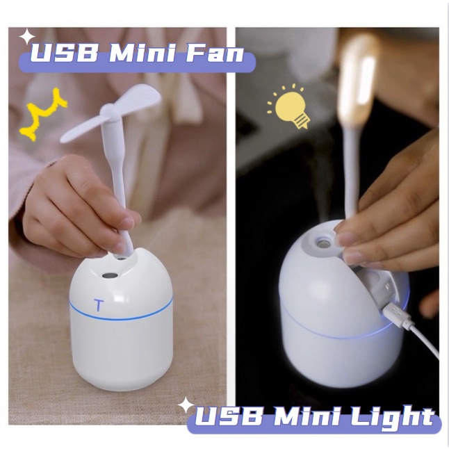 USB Mini Fan USB LED Light For Humidifier Power Bank Laptop Portable ...