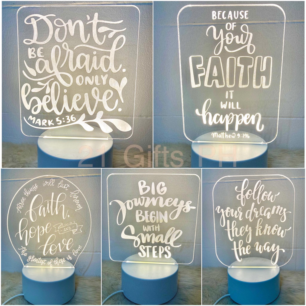 Bible Verse / Motivational Life Faith Religion Quotes Acrylic LED Lamp ...