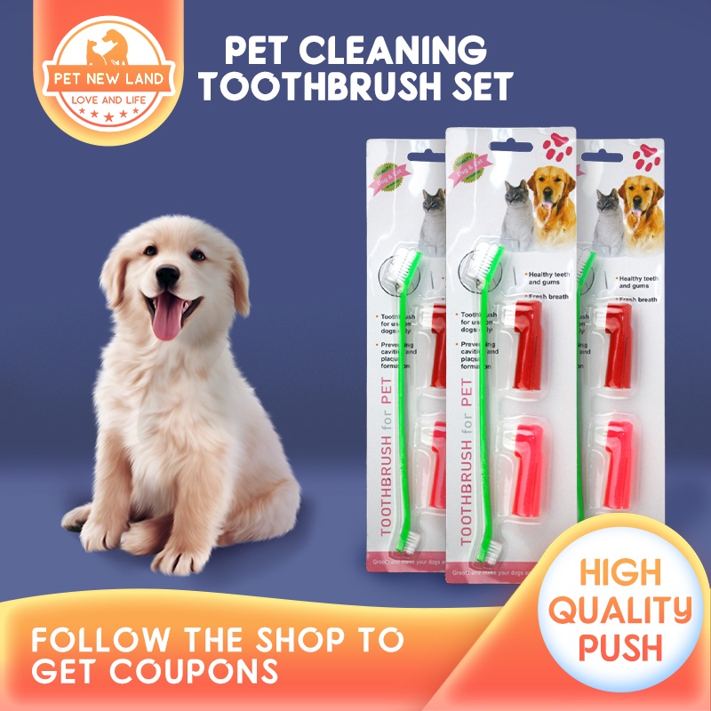 Pet New Land Pet Toothbrush Set 3pcs Dog Toothbrush For Puppy Cat Oral ...