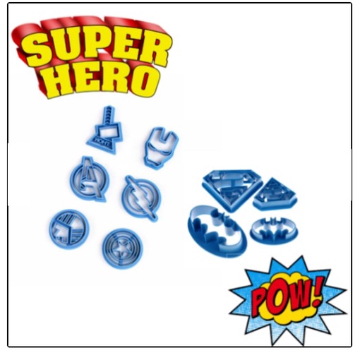 SuperHero Toppers / Fondant Cutters Cookie Pow Wow Spiderman Batman ...