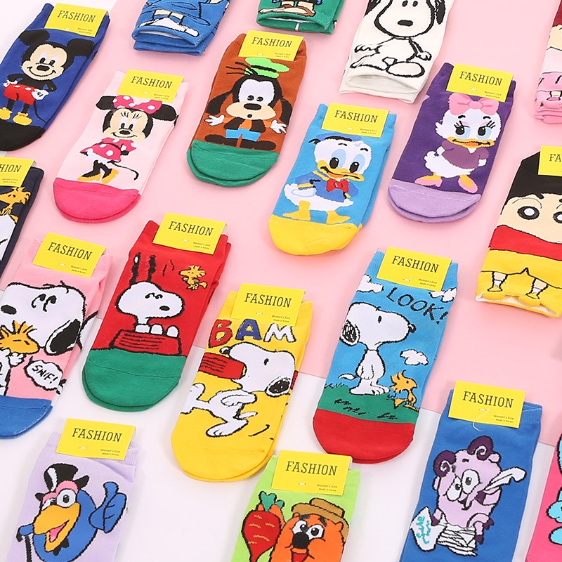Women Socks Cute Cartoon Socks Stockings Snoopy Tom Jerry ShinChan ...