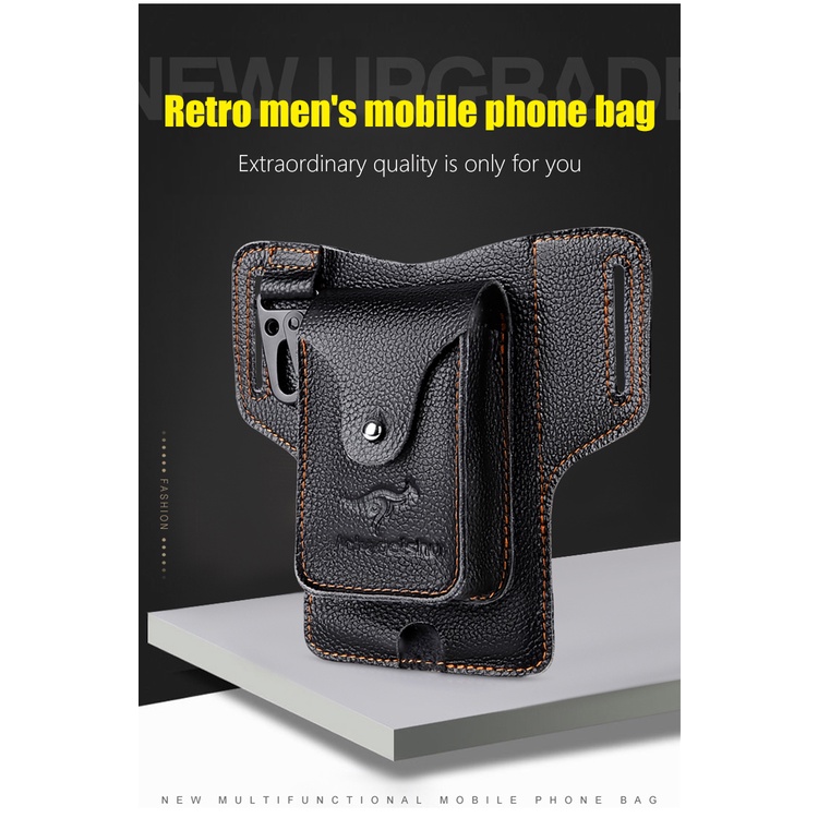 Belt Mark Kangaroo Leather Waist Bag Smartphone Sling Bag Men Mobile ...
