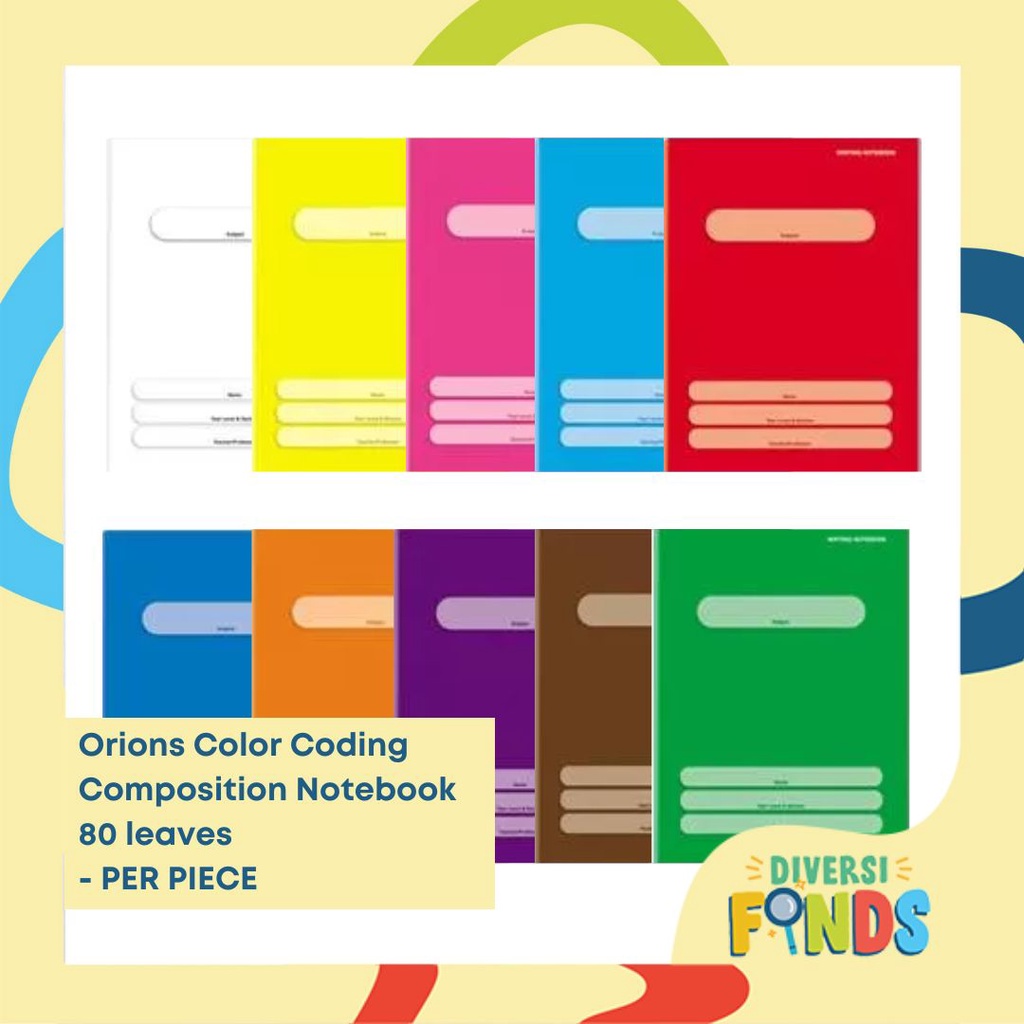 Orions COLOR CODING COMPOSITION Notebook W/Plastic Jacket 80lvs ... Orions COLOR CODING COMPOSITION Notebook W/Plastic Jacket 80lvs ...
