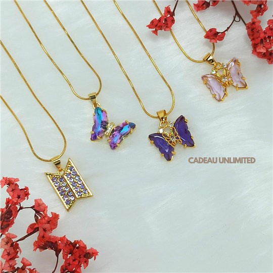 Tala by Kyla TBK Inspired BTS Purple Logo and Butterfly Necklace ...