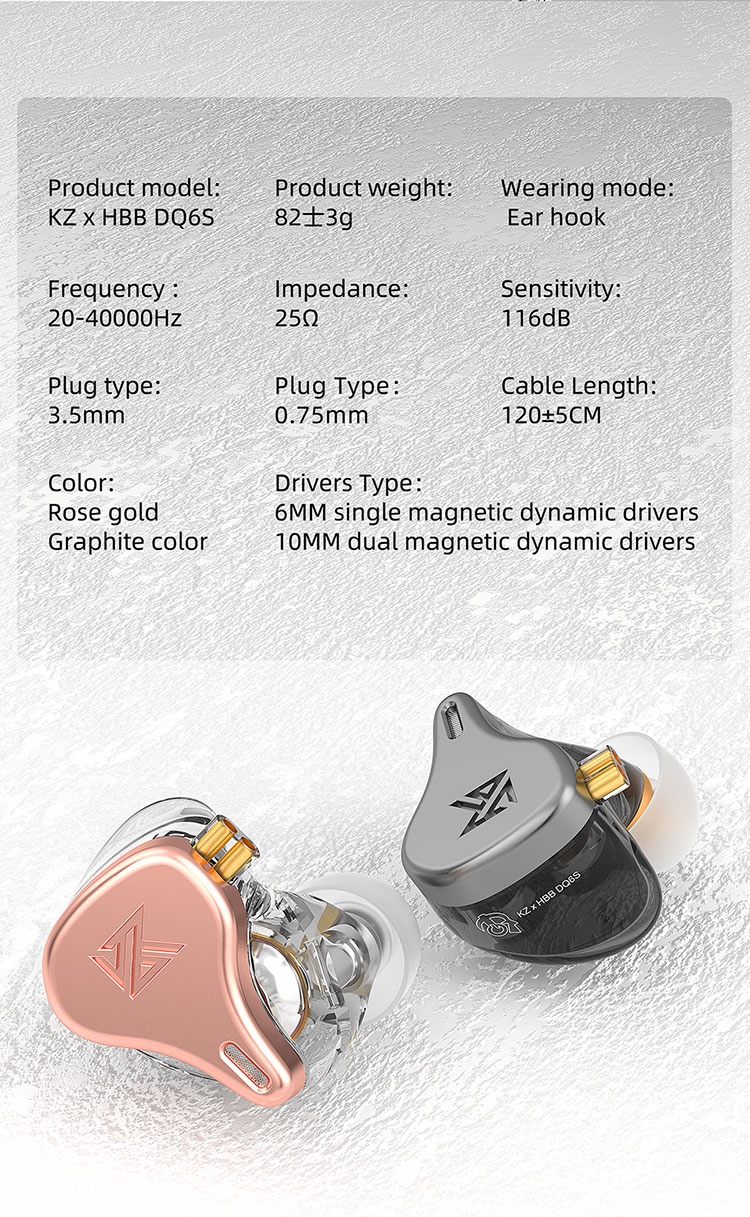 KZ DQ6 / KZ DQ6S 3dd In-Ear Earphones with Microphone Hi-Fi Music Sport ...