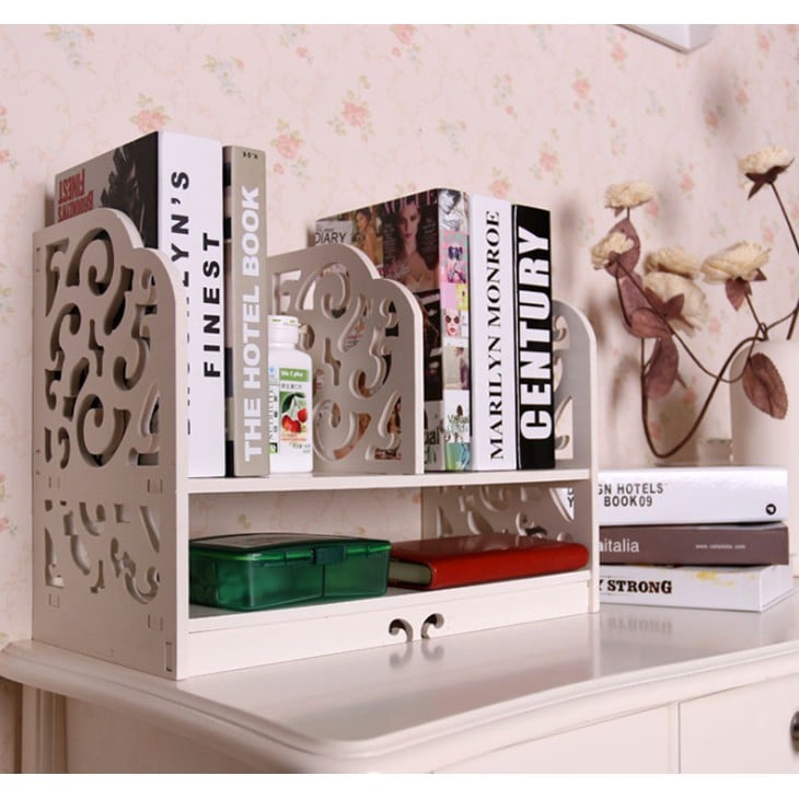 Mini Desk Bookshelf Bookcase Office Storage Rack Simple Desktop ...