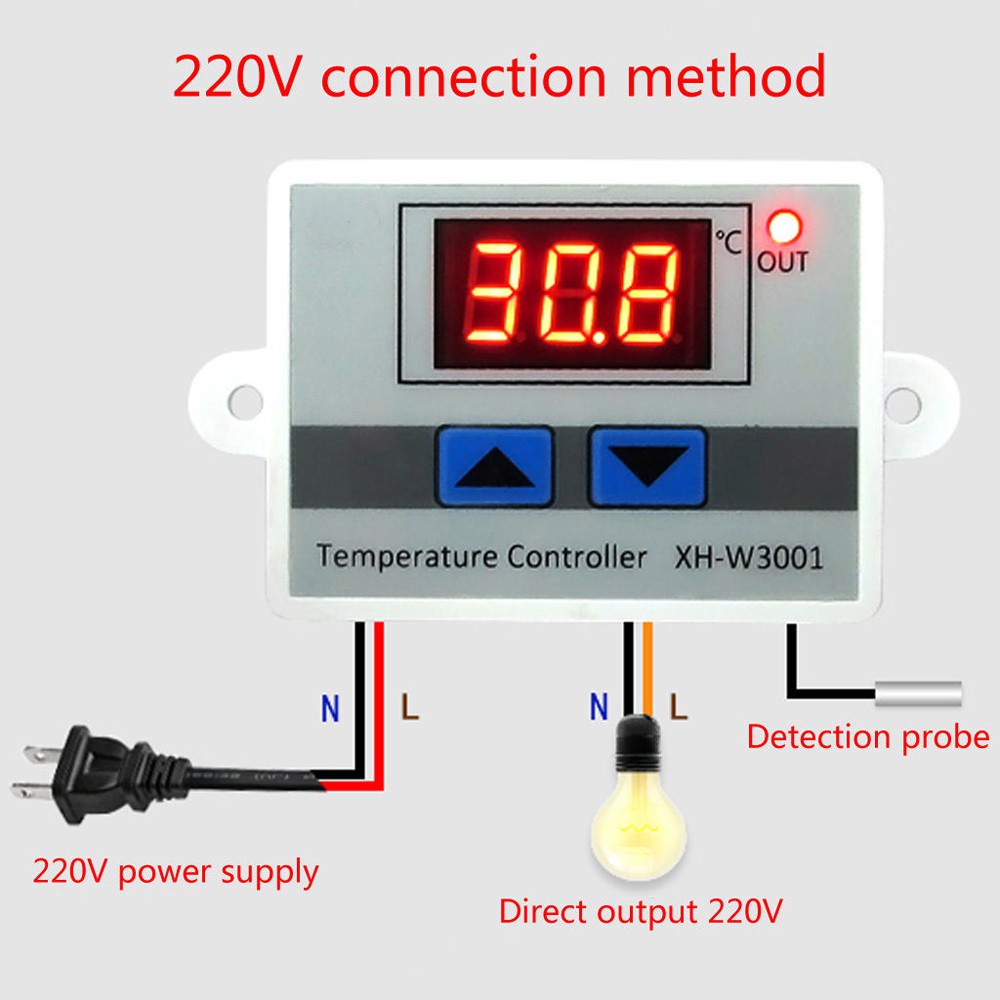 AC110-220V XH-W3001 Digital LED Temperature Controller For Incubator Thermostat NTC Sensor ...