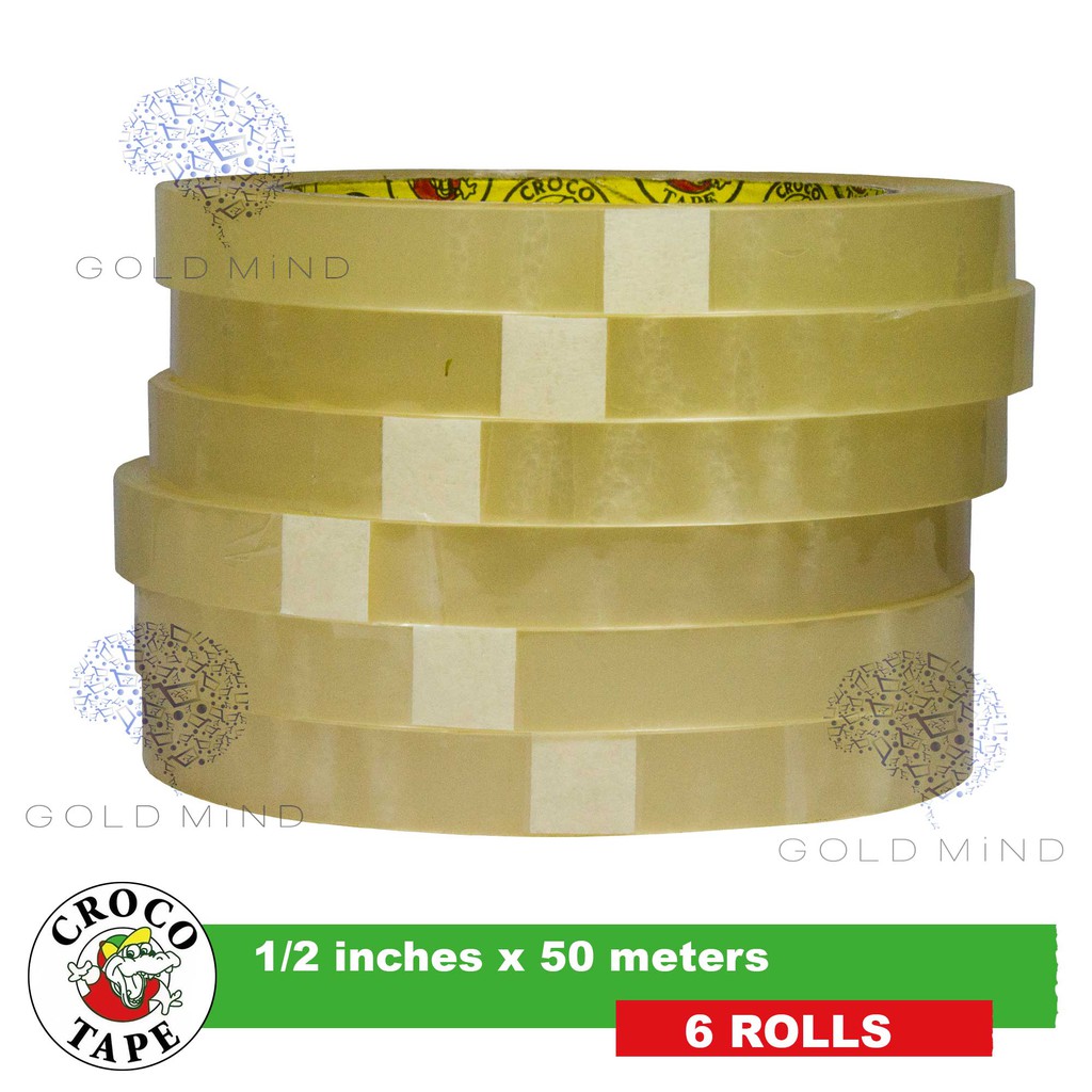 Croco Clear Stationery Tape 1/2 12Mm 6Pcs 50M Or 100M | Shopee Philippines