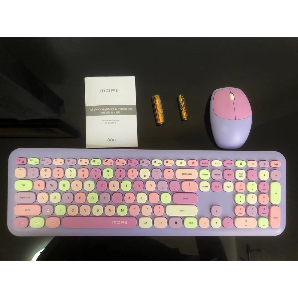 Mofii 666 Mixed Color 2 4g Wireless Keyboard And Mouse Combo With Round Removable Keycaps 110