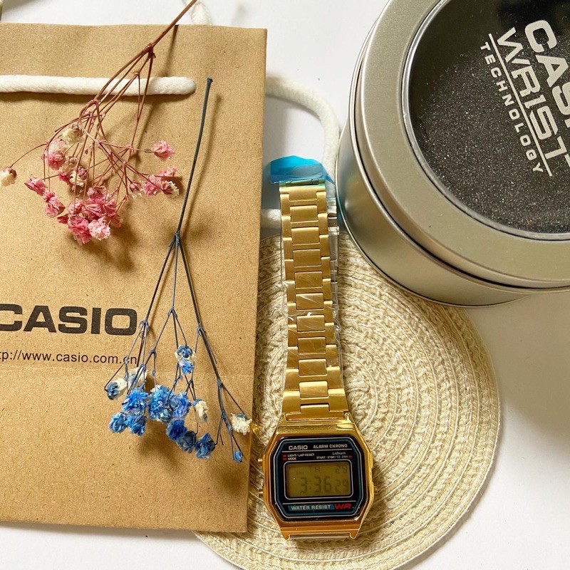 Casio Watch Vintage A158 Gold Black | Shopee Philippines
