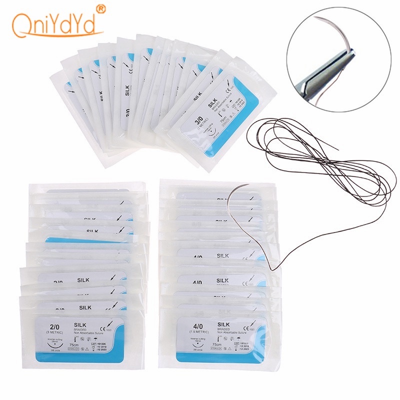 12PCS Dental Surgical Needle Silk Medical Thread Suture Surgical ...
