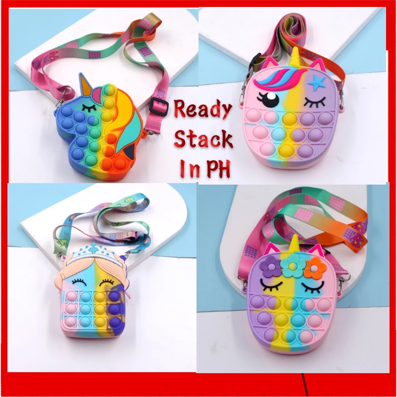 pop it bag rainbow unicorn bag pop it wallet Shoulder Bag cute bag for ...
