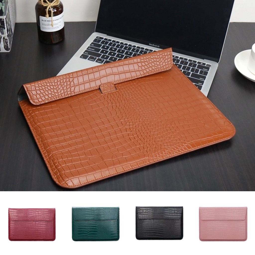 Crocodile Texture PU Leather Sleeve Laptop Bag Magnetic waterproof ...