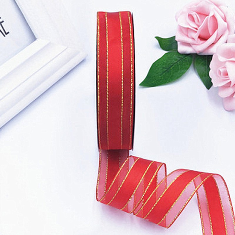 45m / roll gold ribbon wedding decoration clothing accessories holiday ...