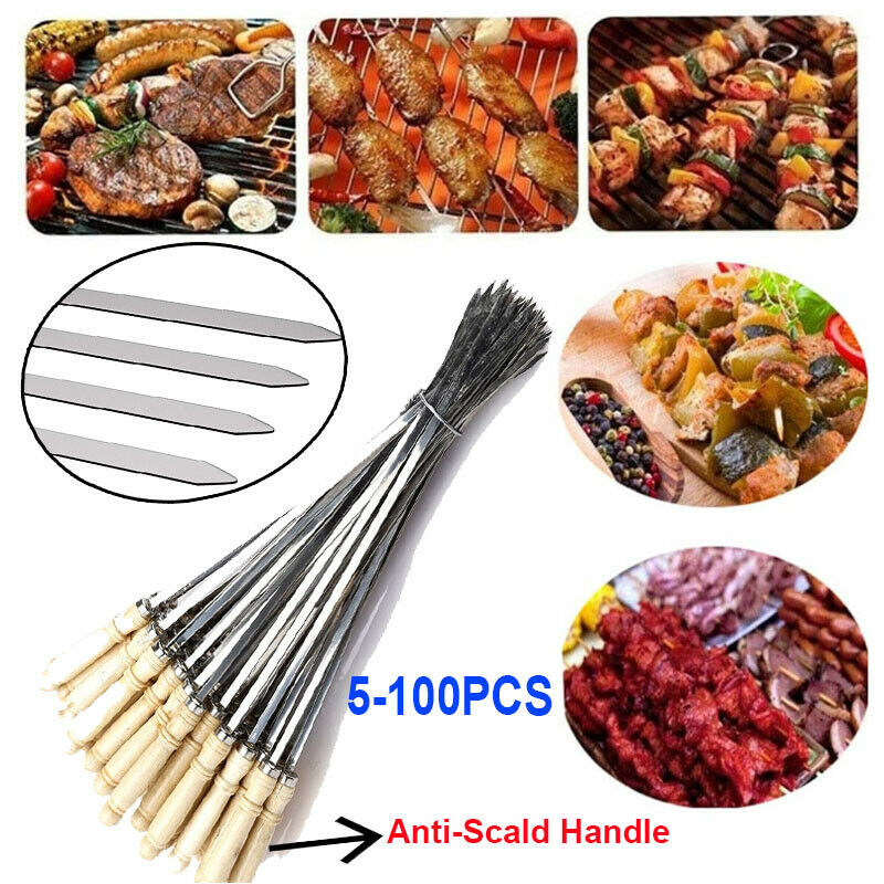 Stainless Steel Barbecue Skewers Needle Kebab Kabob Stick Metal Skewers ...