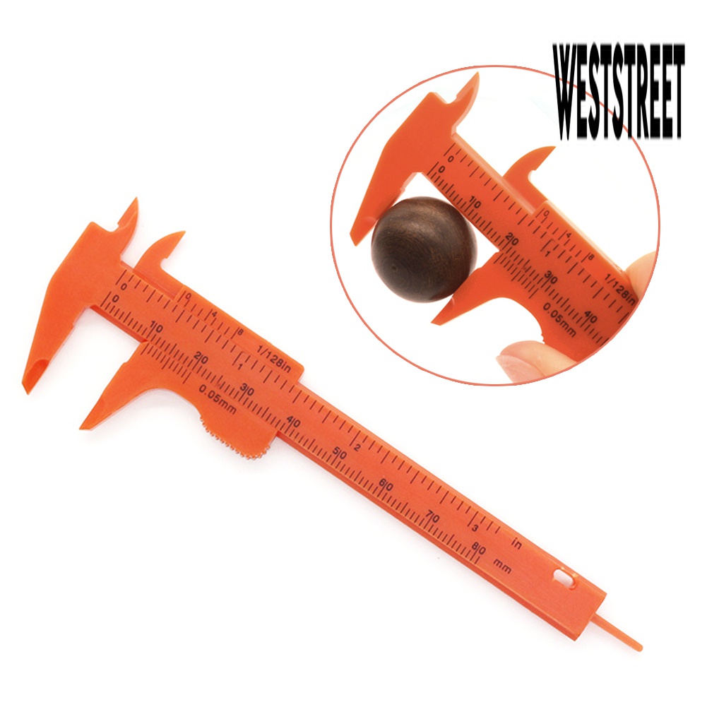 WT>0-80mm Plastic Mini Pocket Double Scale Ruler Vernier Caliper ...