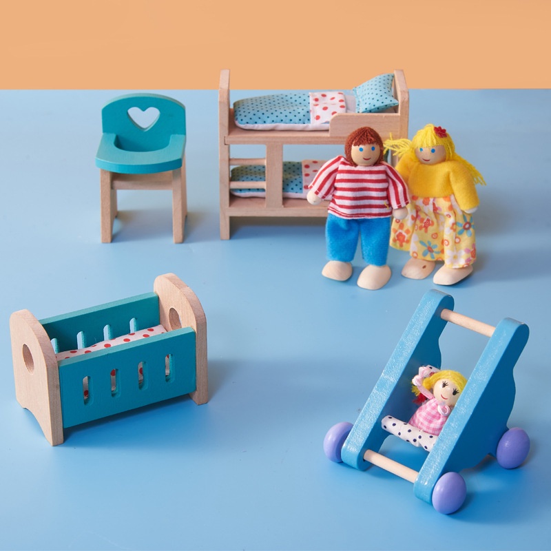 Wooden dollhouse happy doll family miniature 6 people set Pretend Toys ... Wooden dollhouse happy doll family miniature 6 people set Pretend Toys ...