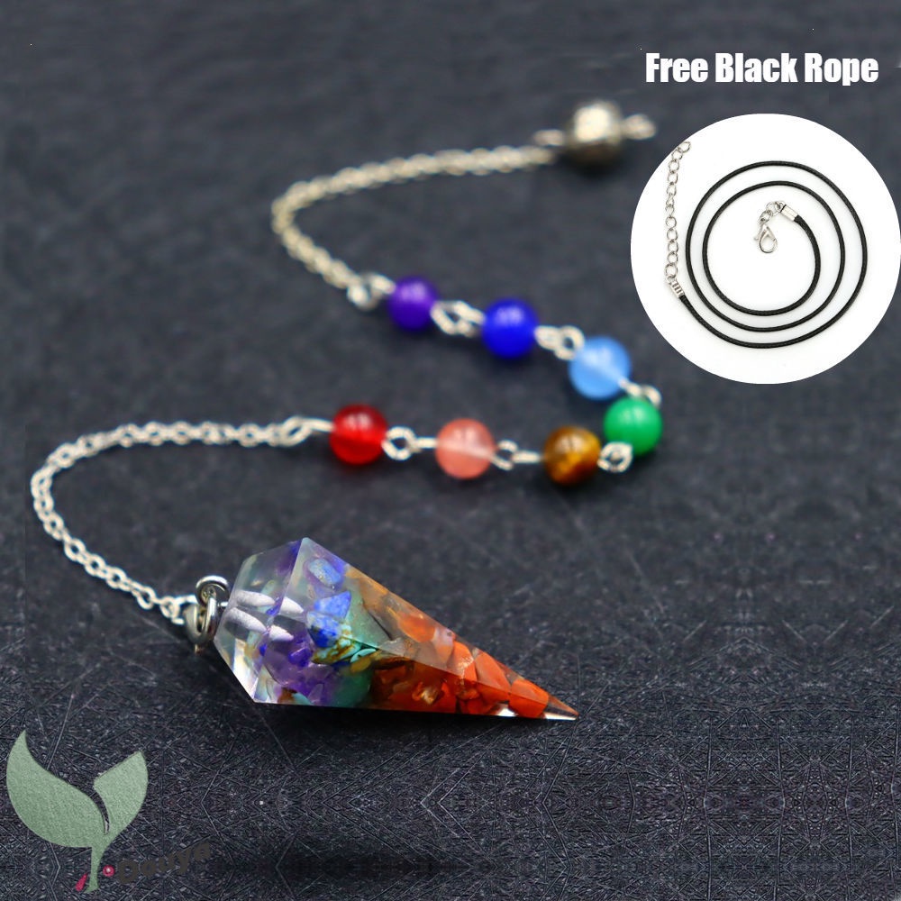7 Chakra Crystal Dowsing Pendulum Faceted Cone Point Gemstone Pendulum for Dowsing Scrying ...