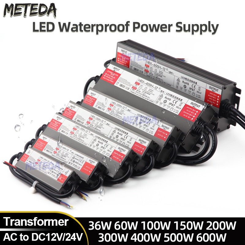 led power supply Waterproof ip67 36W /60W/100W/150W/200W/300W/400WLED lighting Drive transformer ...