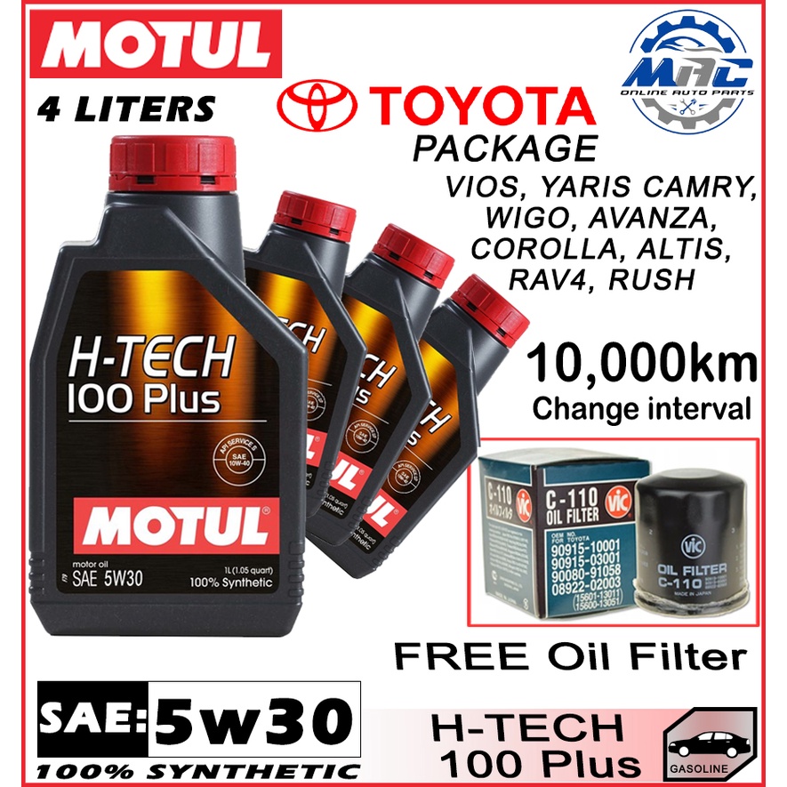 Motul H-Tech 100 Plus 5w30 100% Synthetic 4 LITERS Gasoline Engine Oil ...