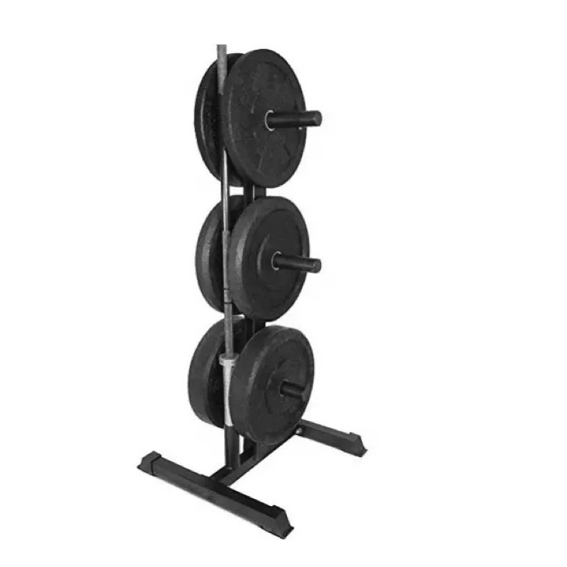 Bumper Olympic Weights Plate Rack Weight Storage w/ 2 Bar Holder ...