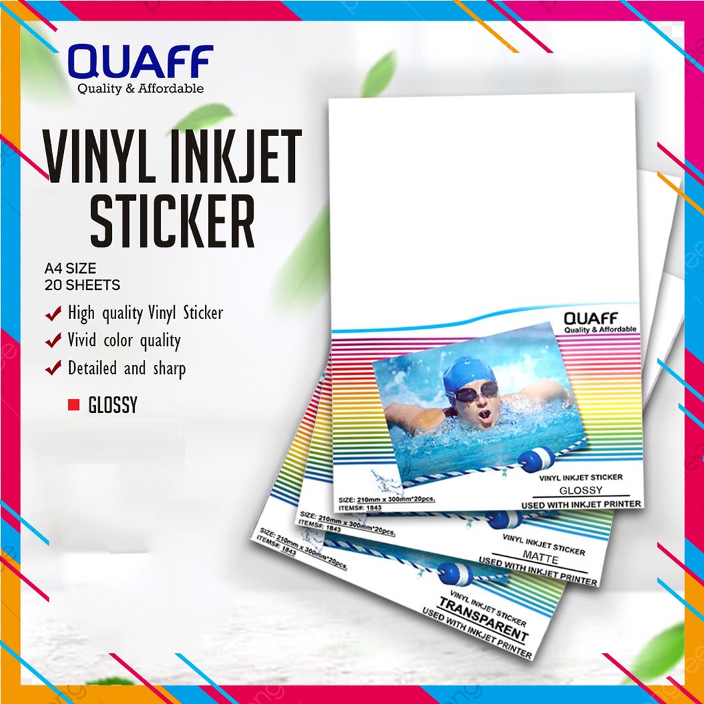 QUAFF PRINTABLE VINYL STICKER GLOSSY / MATTE A4 SIZE | Shopee Philippines
