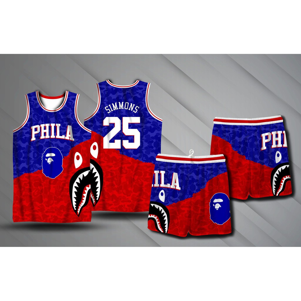 BAPE x NBA | PHILADELPHIA BEN SIMMONS #25 JERSEY | Full Sublimation ...