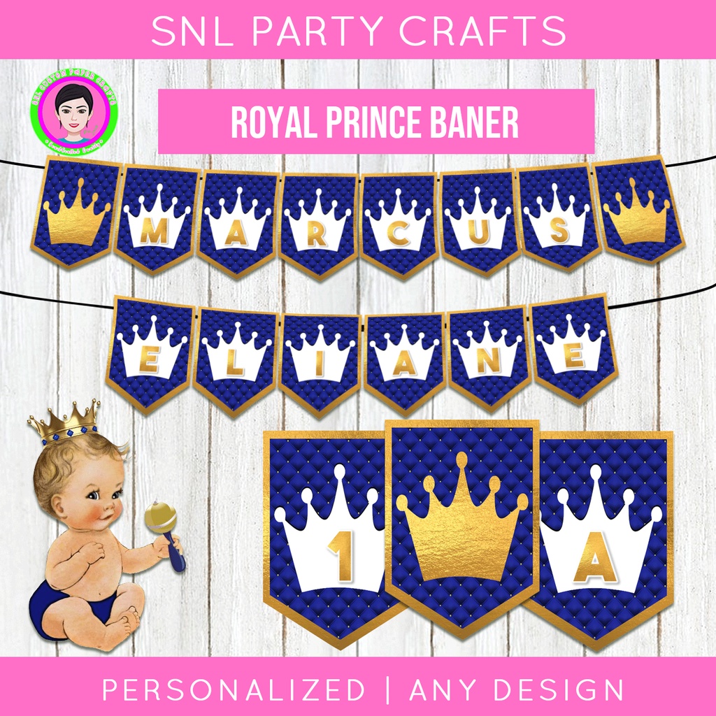 Royal Prince Crown Banner Birthday Customized Personalized | Shopee ...