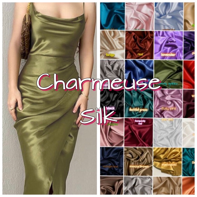 Premium Charmeuse Silk fabric per Yard | Shopee Philippines