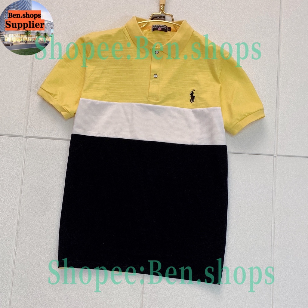 Men polo shirt fashion tricolor casual style 100% cotton ( small to ...