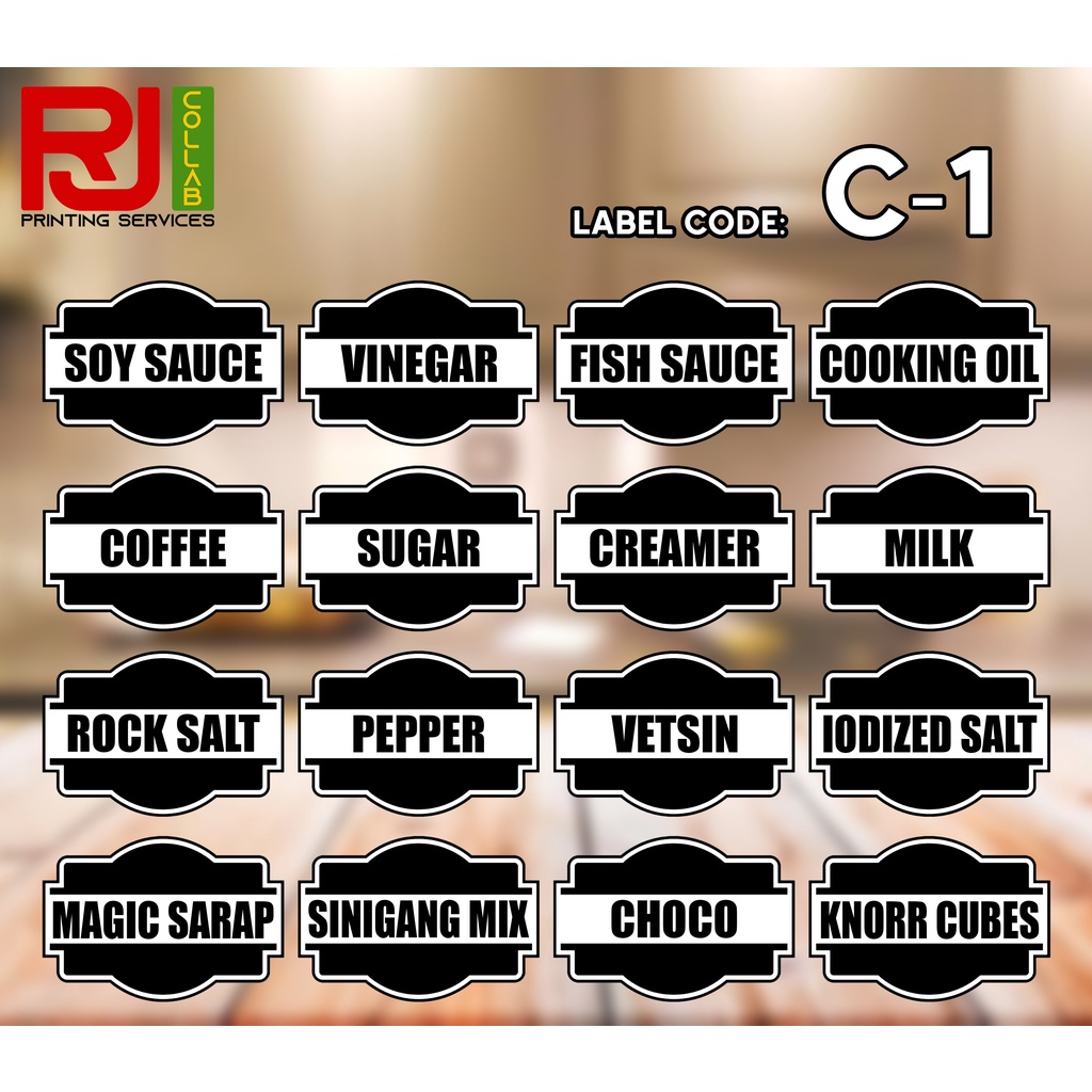 Condiments Sticker Label - 16 pcs - Waterproof (PLEASE READ PRODUCT ...
