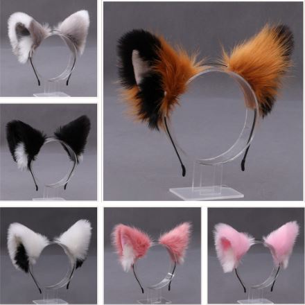 Bl-04 PLAIN THICK fur EARS headband cat ears fur ear nekomimi cat ...