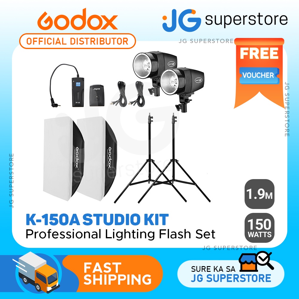 Godox K-150A Studio Photography Kit- 150Ws Flash Heads Light Stands ...