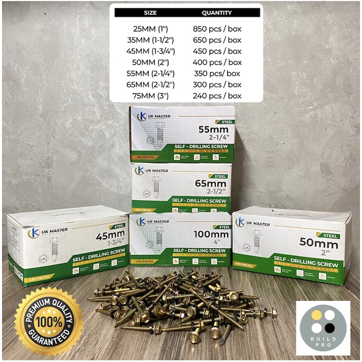 UK MASTER TEX SCREW METAL (Per Box) 25mm,35mm,45mm,50mm,55mm,65mm,75mm ...