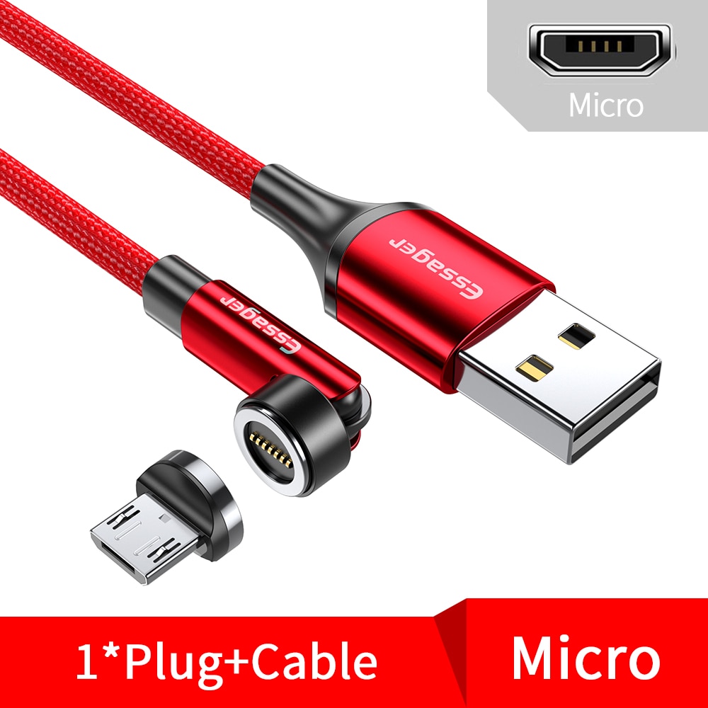 Essager 540 Rotate Magnetic Cable 3A Fast Charging Micro USB Type C ...