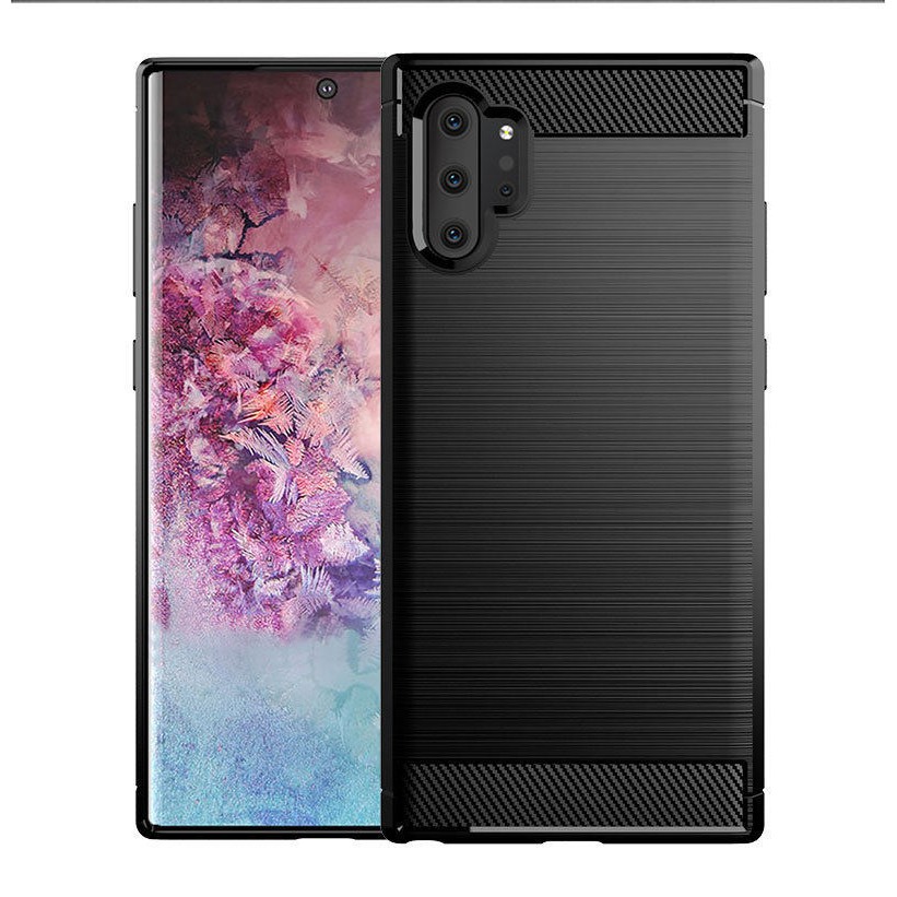 Samsung Galaxy Note 10 Plus Casing Armor Carbon Fiber TPU Soft Silicone ...
