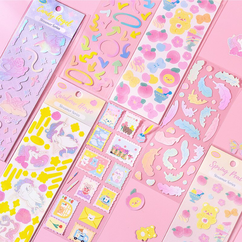 1 Sheet Colorful Cartoon Angel Bear Glitter Stickers with Laser Film ...