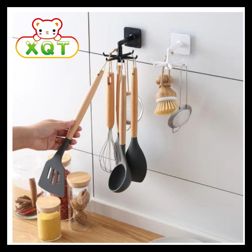 Rotating Hooks Storage Seamless Hooks Perforated Wall Hanging 360 ...