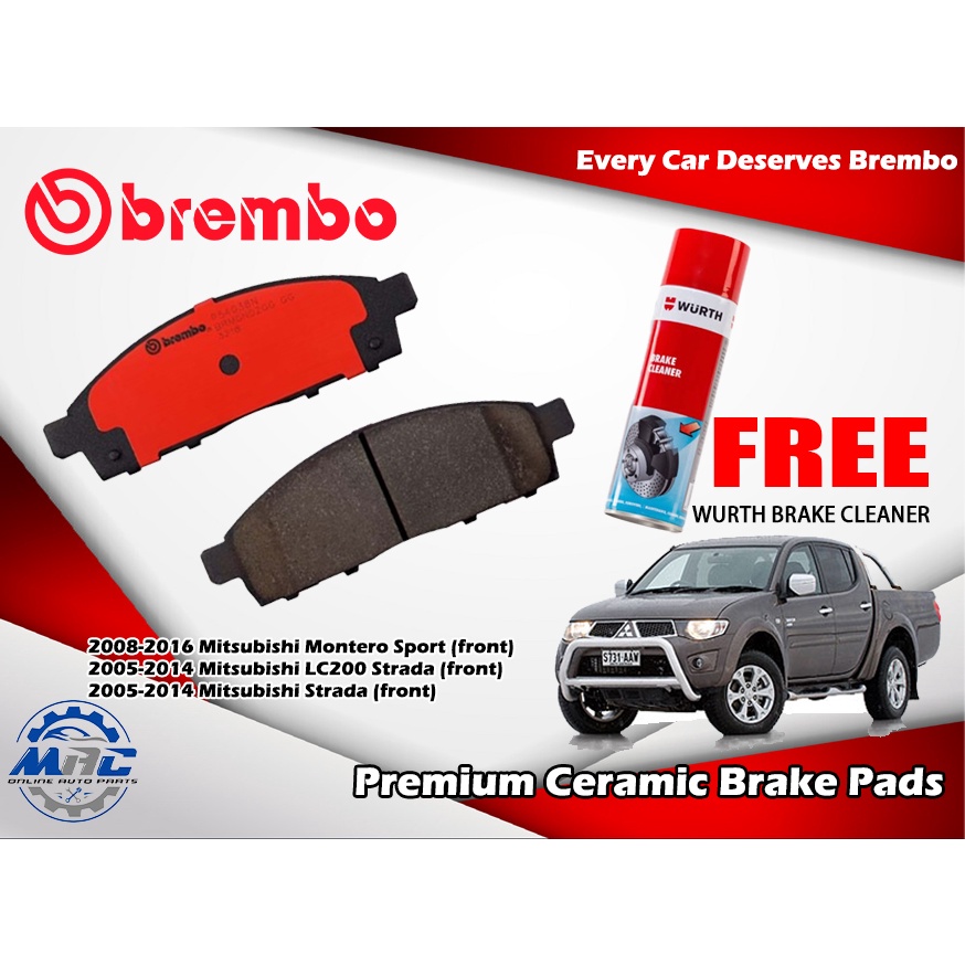 Mitsubishi Strada 2005-2015 Brembo CERAMIC Front Disc Brake Pad P54038N ...