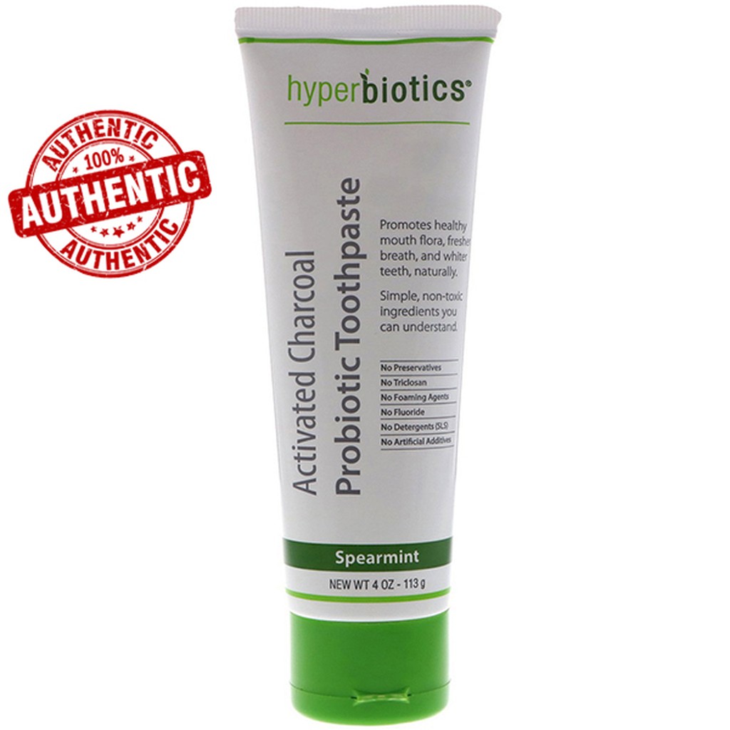 Hyperbiotics, Activated Charcoal Probiotic Toothpaste, Spearmint, 4 oz ...