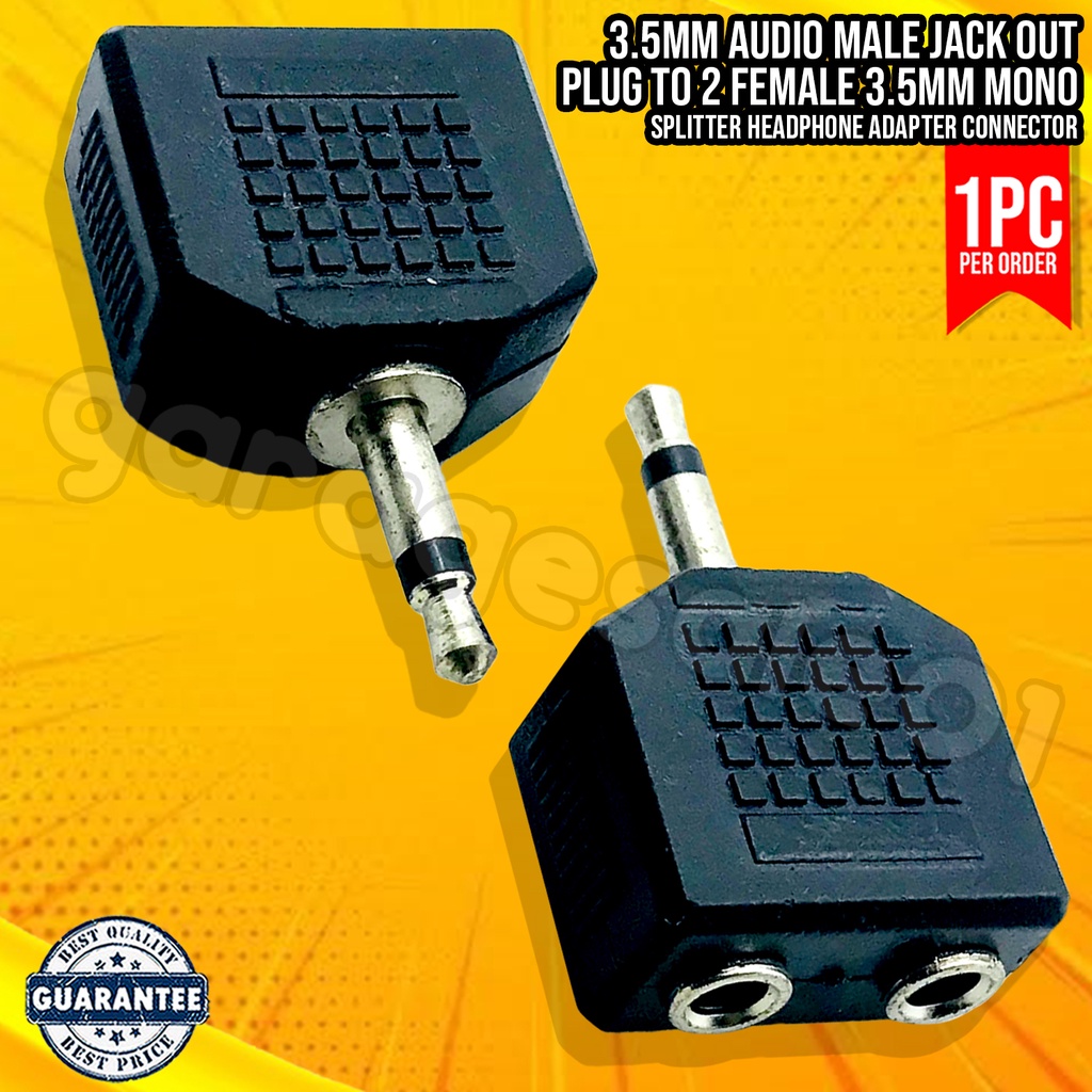 3.5mm Audio Male Jack Out Plug to 2 Female 3.5mm Mono Splitter ...