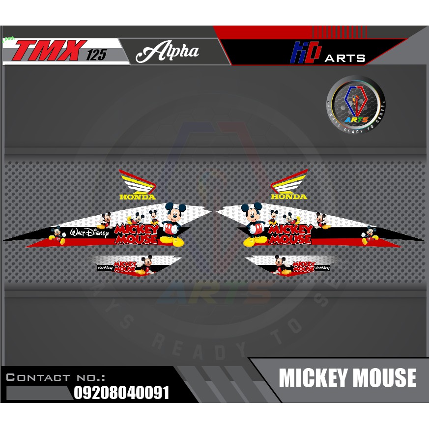TMX 125 Decals "Mickey Mouse" : Customized Motorcycle Decals, Laminated ...