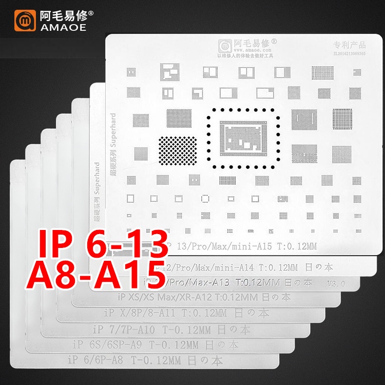 AMAOE BGA Reballing Stencil Template For Iphone 6 6S/ 7 8 X XS /MAX /XR 11 11PRO/MAX 12/13 12/13 ...